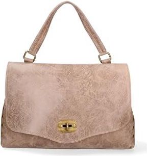 Gave Lux Sac à main pour femme en cuir véritable Made in Italy 37 x 23 x 15 cm, taupe, Taille unique