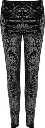 WearAll Femmes Plus Écrasé Velour Jambières Dames Élastiquée Étendue Pantalon Bottoms - Noir - 44-46