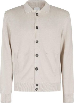 Eleventy Homme, Pulls, Beige, Taille: 2XL Button Front Sweater Jacket