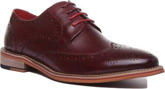 Justinreess England JUSTINREESS England Dover Chaussures Richelieu en Cuir pour Homme Effet Bois avec Bordures colorées pour Un Style Polyvalent, Bordeaux, 40 2/3 EU (EU 