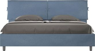 ITYhome Letto Matrimoniale King Size Rivestito In Microfibra - Mados - Colore: Blu - Tipologia Letto: Con Rete - Dimensione Rete: 180x200