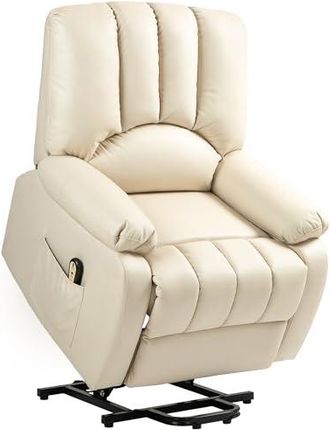 HOMCOM Fauteuil releveur &eacute;lectrique Fauteuil Relax inclinable en Microfibre avec Repose-Pied et t&eacute;l&eacute;commande - 86 x 92 x 102 cm - Beige