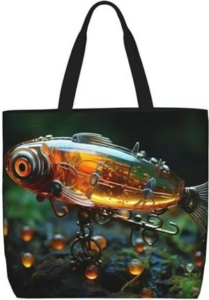 Generic Leurre De P&ecirc;che Sac Fourre-Tout Imperm&eacute;able Sacs De Courses L&eacute;ger Sac Cabas Pour Travail Shopping Plage