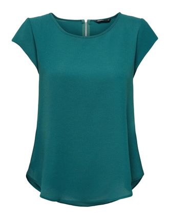 Only Damen Einfarbige Kurzarm Bluse Basic Rundhals Ausschnitt Blusen T-Shirt Blouse Oberteil ONLVIC, 15142784, Grün-2,44