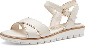 Marco Tozzi Damen Sandalen mit Keilabsatz mit Verstellbarem Riemen Vegan, Beige (Cream Comb), 40 EU