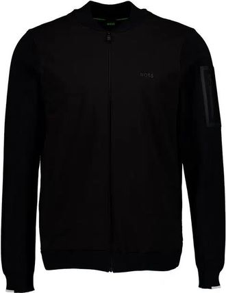 HUGO BOSS Herren Strickjacke schwarz Mikrofaser unifarben