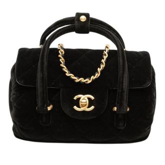 Chanel Pre-owned Quilted Velvet Satchel - - Pre-owned - Damen - Schwarzk - ONE SIZE