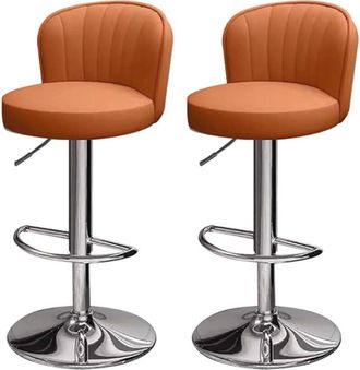 Generic Set Aus 2 Verstellbaren Drehhockern In Tresenh&ouml;he Aus Pu-Leder mit Hydraulischer R&uuml;ckenlehne f&uuml;r ESS- und K&uuml;che