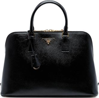 Prada Hobo Bags - Large Saffiano Vernice Promenade Satchel - Gr. unisize - in Schwarz - f&uuml;r Damen