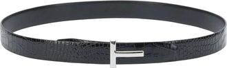 Tom Ford Homme, Accessoires, Noir, Taille: 105 CM Ceinture en Cuir Noir avec Boucle en T
