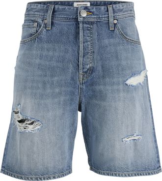 Jack & Jones Shorts JACK & JONES, Herren, Gr. XL, N-Gr, blau denim, Denim/Jeans, Obermaterial: 100% Baumwolle, Abriebeffekte, relaxed fit, Hosen Shorts