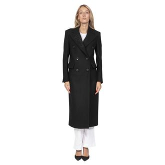 Blumarine Femme, Manteaux, Noir, Taille: 36 FR Manteau Croisé avec Broderie de Strass