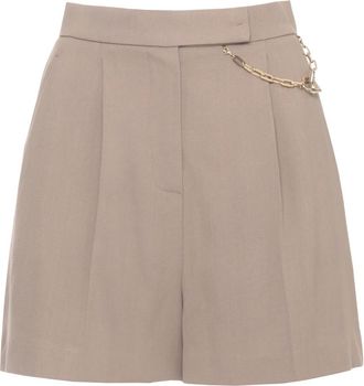 Elisabetta Franchi Femme, Shorts, Brun, Taille: 38 FR Shorts en gabardine avec logo bijou