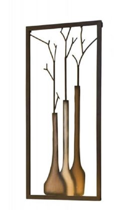 Gilde Metall Wandbild Vase 2-TLG Set - Wanddekoration eckig aus Metall - Bilder rechteckig - Braun Beige - H&ouml;he 80 cm