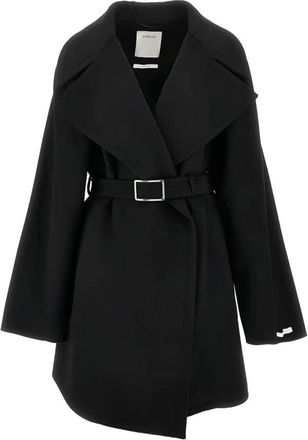 Sportmax Femme, Manteaux, Noir, Taille: 36 FR Spxpagine Belted Caban Coat