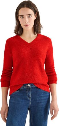 Cecil Damen 3015690 Bouclé V-Neck Pullover, Pumkin Orange, XXL