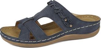 Generic Mules pour femme avec semelle int&eacute;rieure - Chaussures orthop&eacute;diques en cuir synth&eacute;tique - Chaussures d&eacute;t&eacute; antid&eacute;rapantes - Pantoufles plates - Sandale