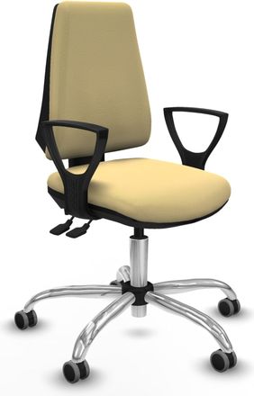 Piqueras y Crespo Elche Stuhl f&uuml;r Home Studio mit festen Armlehnen, ausgestattet mit Asincro und Schneidschaum, Rollen 65 mm, Parkett, cremefarben