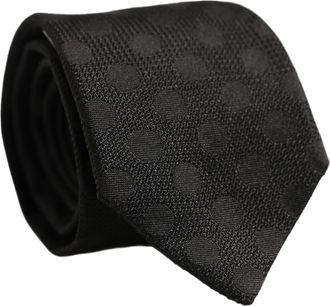 Dolce & Gabbana Polka Dot Jacquard Silk Necktie - Black