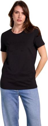 Elisabetta Franchi Femme, Tops, Noir, Taille: 42 FR T-shirt en jersey avec logo brod&eacute;