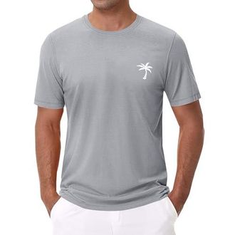 Generic T-shirt &agrave; col rond en coton pour homme, l&eacute;ger, coupe ajust&eacute;e, s&eacute;chage rapide, respirant, grande taille, couleur unie, t-shirt d&eacute;t&eacute; d&eacute;contract&eacute; pour un