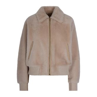 Max Mara Faux Fur Shearling Zip Jacken - - Jackets - Damen - Beige - S