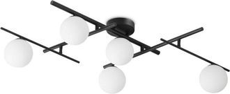 Ideal Lux Ideal Lux - neuwertig] Deckenleuchte Lampe Atlas Schwarz 5 Flammig Metall Glas Wohnzimmer B-Ware