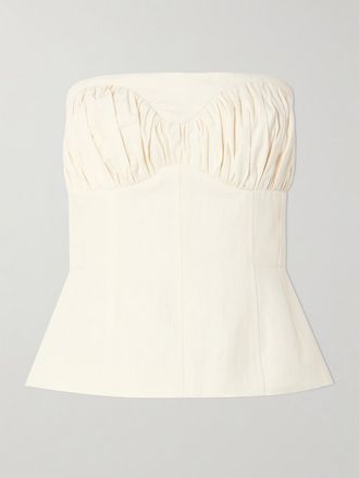 Tove Ruby Bustier Aus Twill Aus Einer Leinenmischung Mit Sch&ouml;&szlig;chen Und Raffungen - Wollwei&szlig;