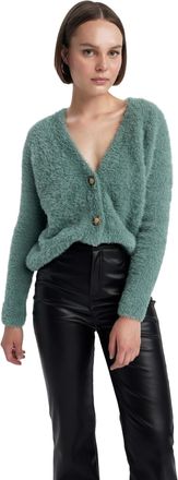 DeFacto Damen Cardigan - Stilvolle Modische Damen Strickjacke LT.Green M