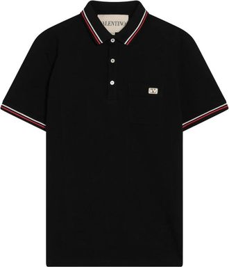 Valentino Garavani Homme, Tops, Noir, Taille: S Polo Signature VLogo