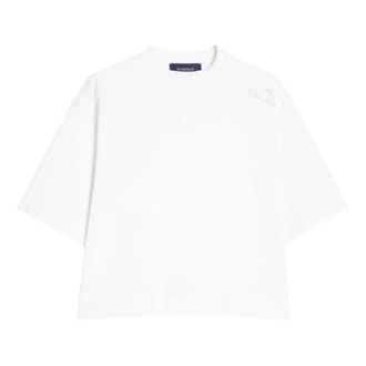 Sportmax Femme, Tops, Blanc, Taille: 36 FR T-shirt en coton &agrave; col crat&egrave;re