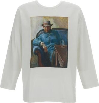Junya Watanabe Homme, Tops, Blanc, Taille: S Printed Longsleeve