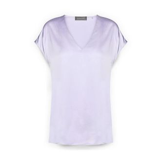 Elena Miro Femme, Blouses et Chemises, Violet, Taille: 44 FR Blouse en satin &agrave; encolure en V
