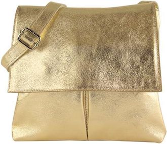 modamoda.de T63LEDER - Sac à bandoulière en cuir pour femme, Métal doré clair, s