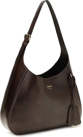 Prada Womens Boogie Medium Leather Shoulder Bag Cacao Calf Bos Taurus