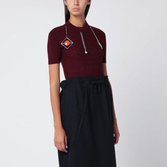 Prada Burgunder Wolle Pullover mit Charms
