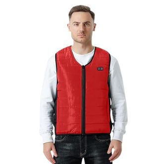 Generic Veste chauffante confortable pour homme - Couleur unie - Contr&ocirc;le de la temp&eacute;rature - 2026, Rouge, 5XL