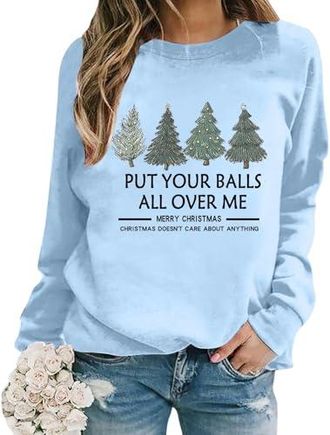 Generic Pull De Noel Femme Manches Longues, Sweatshirts Femme Col Rond Imprimé Sweat De Noël sans Capuche Pulls Chic Et Elegant Sweatshirt Hiver Loisirs Cool 