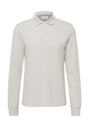 s.Oliver Langarmshirt Polo-Shirt Langarm-Poloshirt aus Baumwoll-Piqu&eacute; mit B&uuml;ndchen