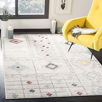 Safavieh Adirondack ADR206 Tapis dintérieur tissé rectangulaire Style marocain Boho Tribal Gris Clair/Turquoise 91 x 152 cm pour Salon, Chambre à Coucher ou To