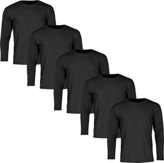 Fruit Of The Loom 5er Pack Valueweight Long Sleeve T Herren Langarm Shirt, Black, 5XL