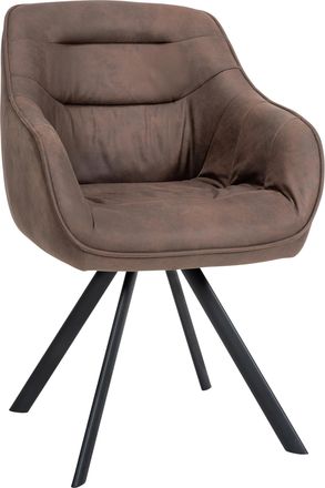 Clp Esszimmerstuhl drehbar mit Armlehne Russel, K&uuml;chenstuhl in Samt oder Stoff, Sessel mit Metallgestell bis 130 kg belastbar, Farbe:braun, Material:Vinta