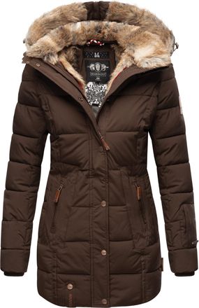 Marikoo Damen Winter Jacke Mantel Parka warm gef&uuml;tterte Winterjacke B817 [B817-Lieblings-Dunkelbraun-Gr.XS]