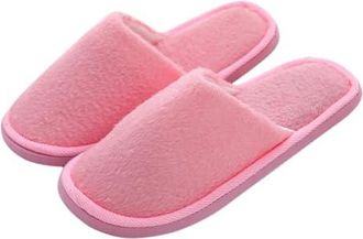 Hemoton Pantoufles Int&eacute;rieur Coton Chaud Antid&eacute;rapantes pour Homme et Femme Mules Peluche Rose Confort et Semelle Robuste pour Hiver
