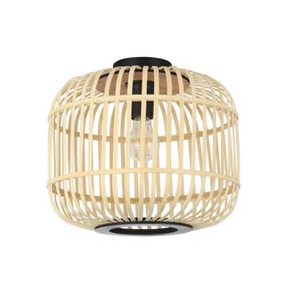 Eglo Deckenleuchte Hanoi, Deckenlampe Boho, Wohnzimmerlampe Decke aus Stahl in schwarz, Holz in Natur, Lampe Decke mit E27 Fassung, &Oslash; 45 cm