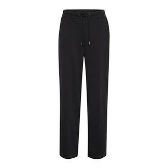 Kaffe Schwarze Tiefe Straight Hose mit Elastischem Bund - - Trousers - Damen - Schwarzk - M