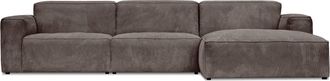 Studio Copenhagen home24 Ecksofa mit opt. Schlaffunktion Braun/Braun Cordstoff Lola 345 x 75 x 170cm Longchair davorstehend rechts ohne Schlaffunktion Modern