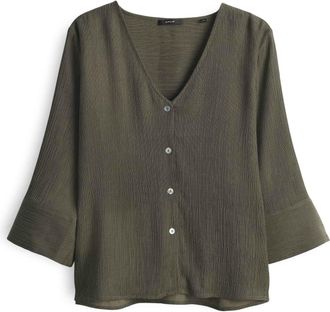 OPUS Damen Dreiviertelarmbluse | FELSEA Regular Tunikabluse mit feiner Rippoptik Olive Leaf, 34