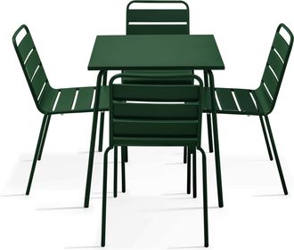 Oviala Gartentisch und 4 St&uuml;hle, aus Metall, Waldgr&uuml;n - Palavas