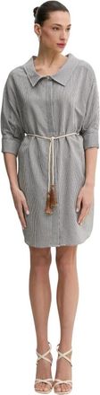 Liu Jo Gestreiftes Hemdblusenkleid mit G&uuml;rtel - - Dresses - Damen - Schwarzk - XL